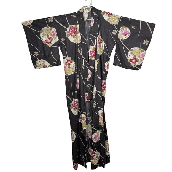 Kimonos & Yukatas | Vintage Japanese Yukata Kimono Floral Cotton Robe ...